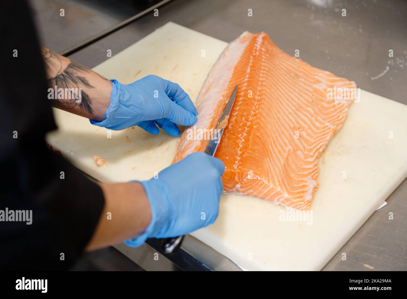 Man buy rice on a fruit and vegetables street market, counter with ...