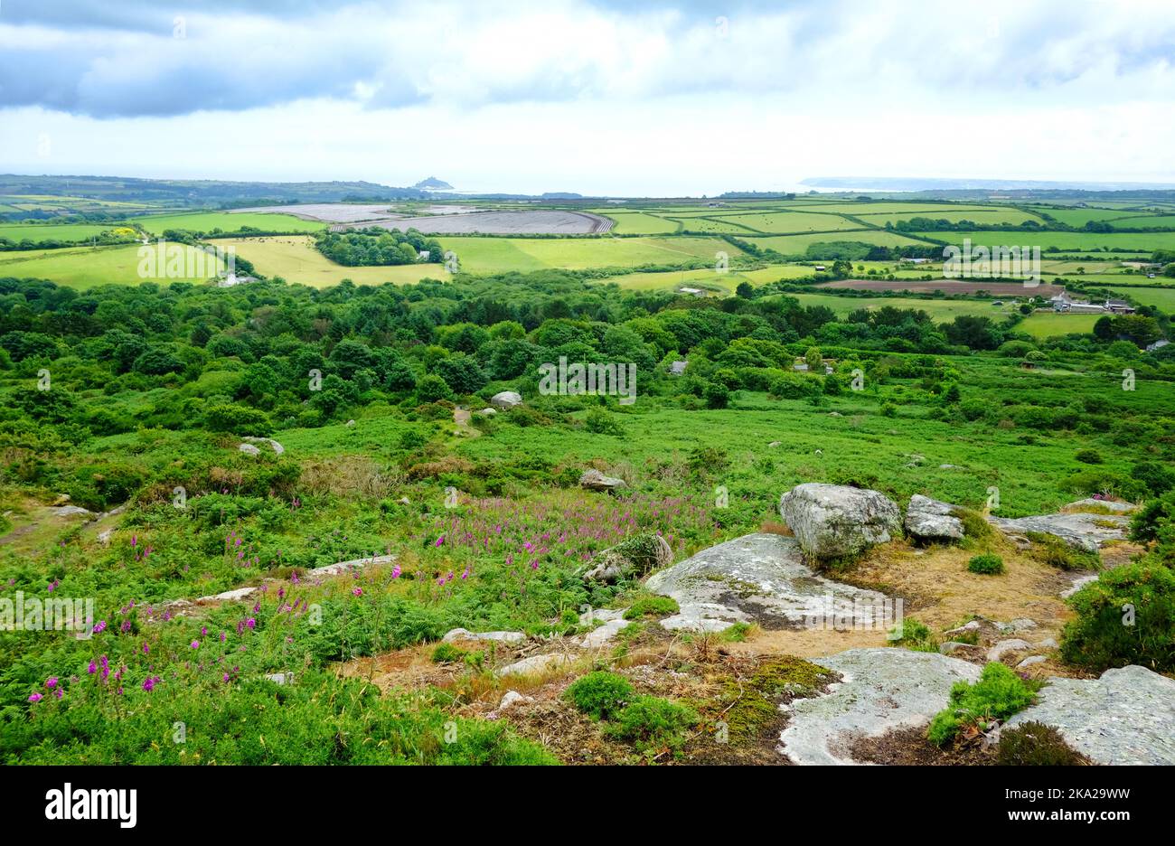 Views across west Cornwall towards St. Michael's Mount from Trencrom ...
