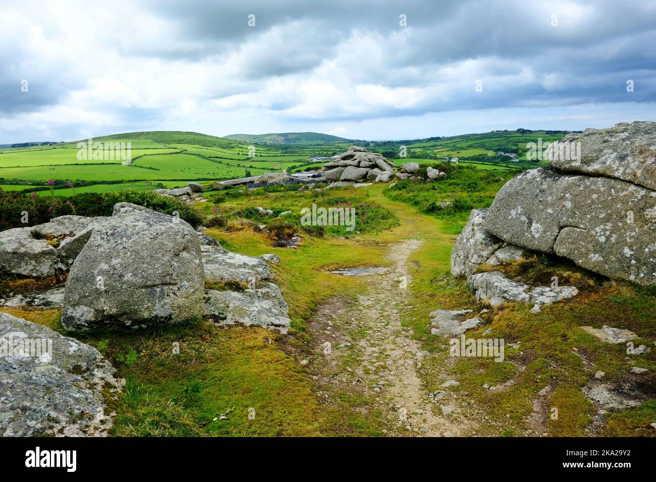 Views across West Cornwall from the top of Trencrom Hill,UK - John ...