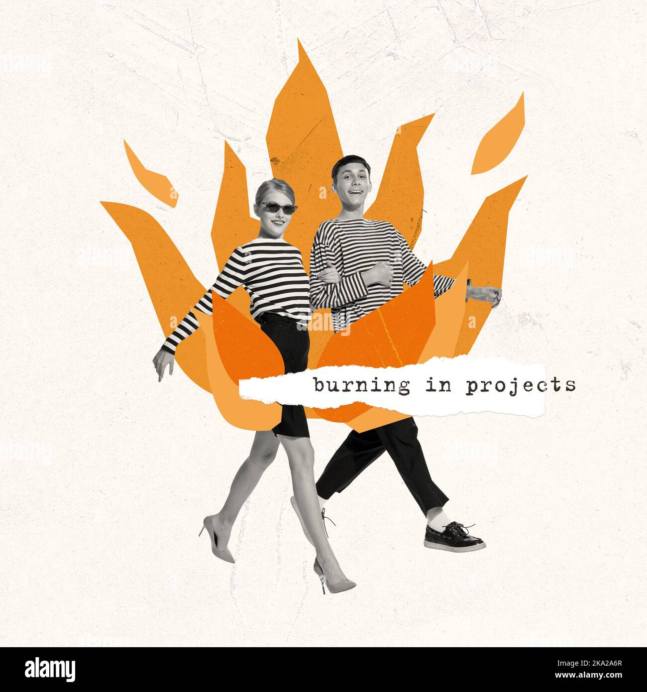 Contemporary art collage. Creative design in retro style. Stylish young ...