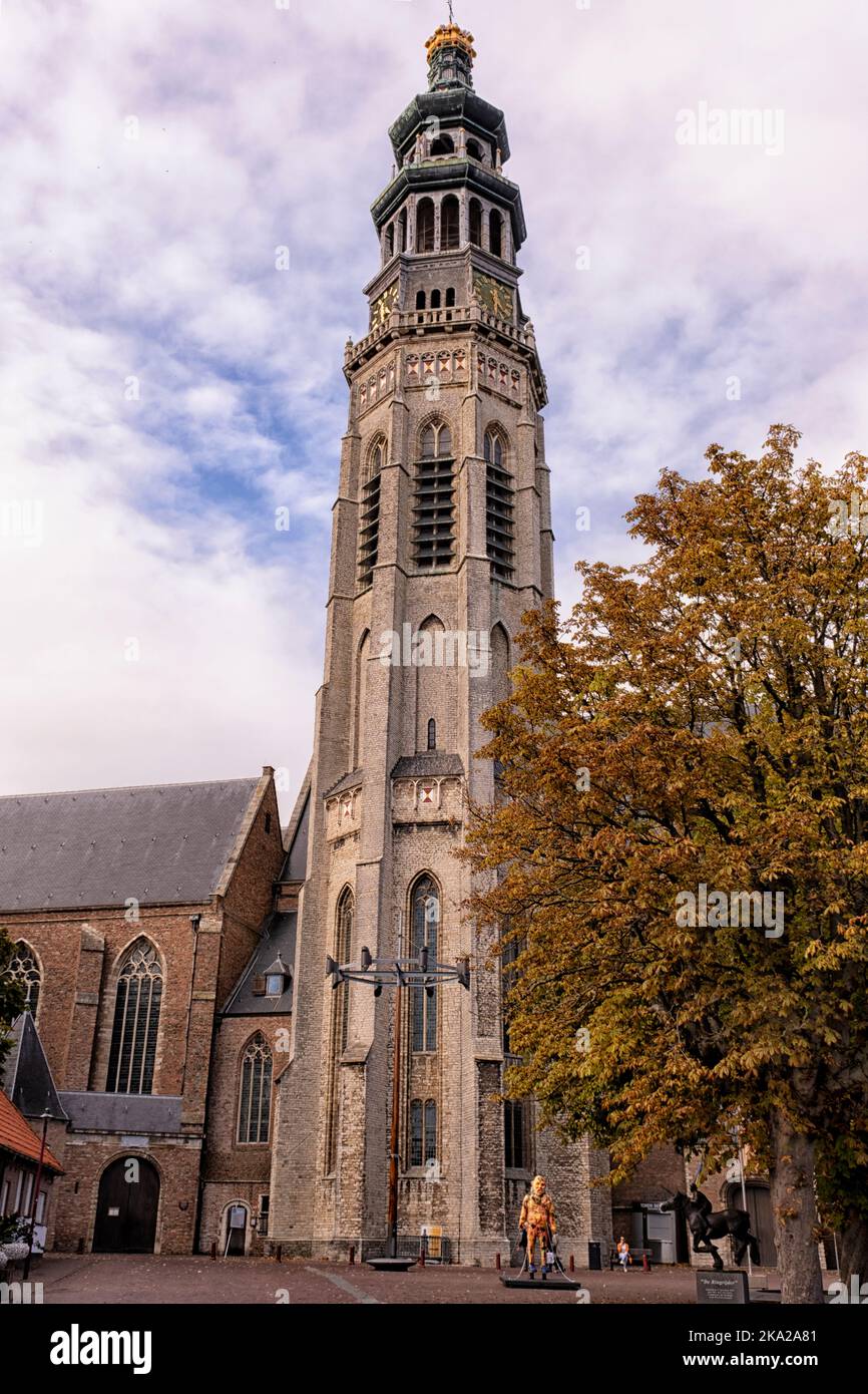Abbey tower De Lange Jan. The 14th century church stands in the middle ...