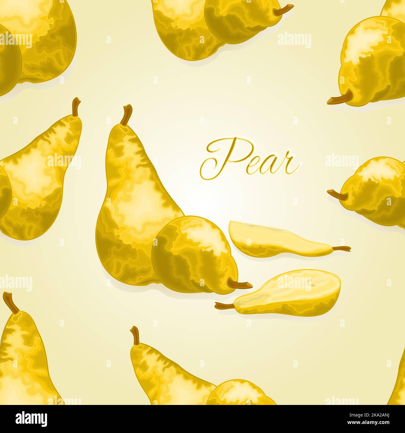 Seamless texture ripe yellow pear healthy nutrition vintage vector ...
