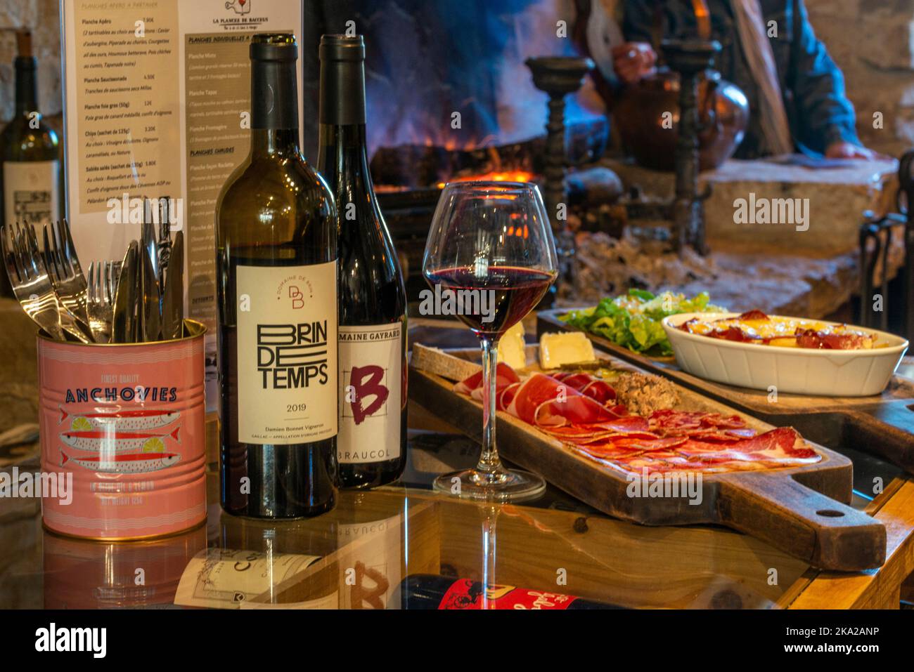 Th winter cafe / restaurant of La Planche du Bacchus, in the French ...