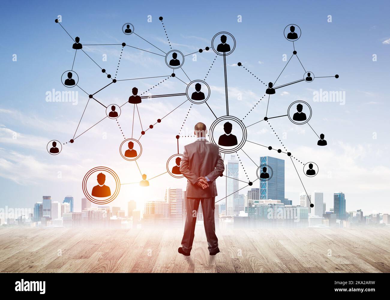 Social connection concept drawn on screen as symbol for teamwork and ...