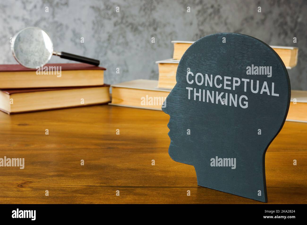 Conceptual thinking inscription on the head and books near Stock Photo ...
