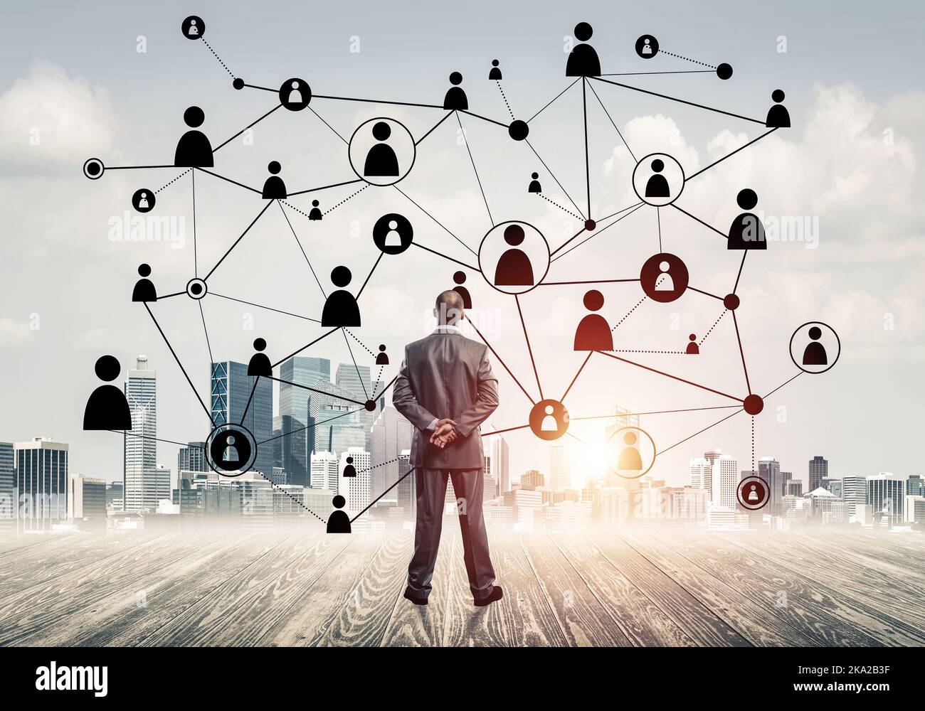 Social connection concept drawn on screen as symbol for teamwork and ...