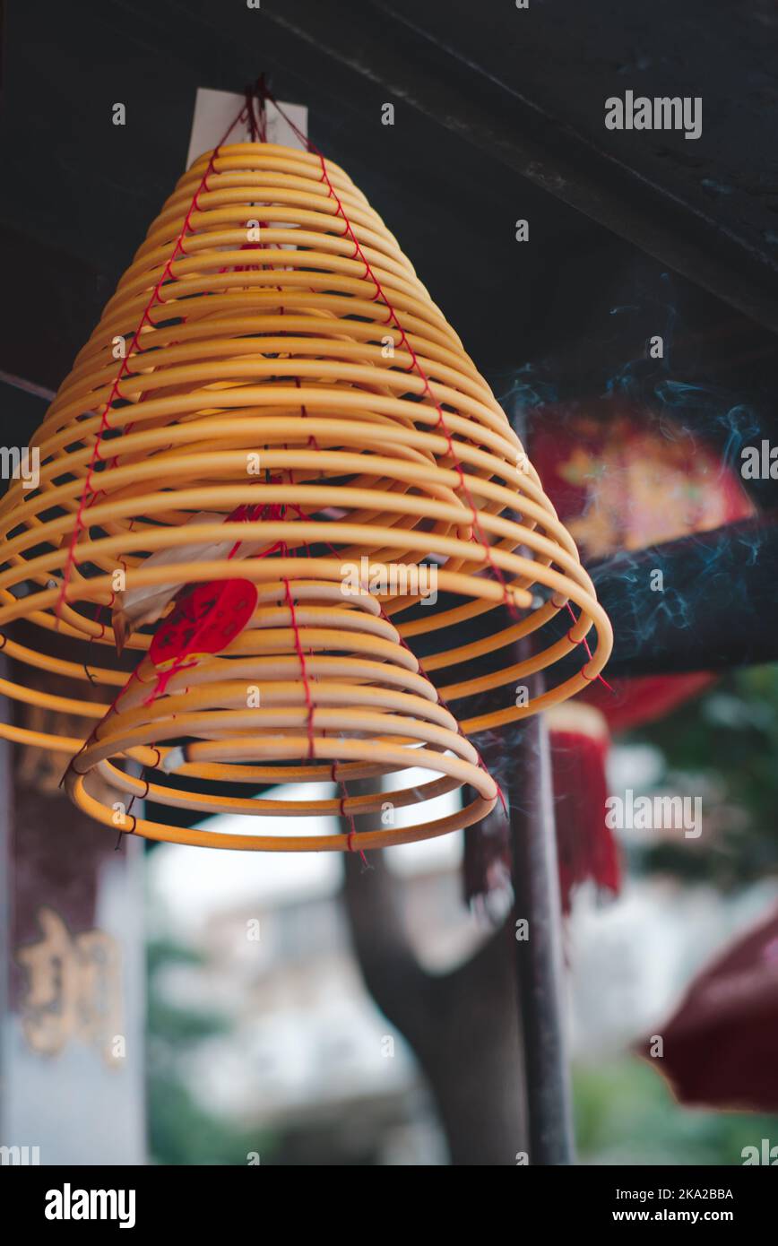 A vertical view of a hanging decoration on a Japanese market Stock ...