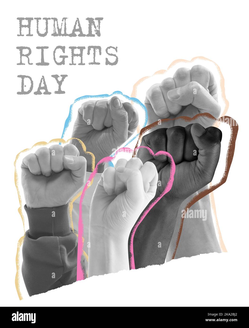 Fight for human rights. Modern art collage. Contemporary minimalistic ...