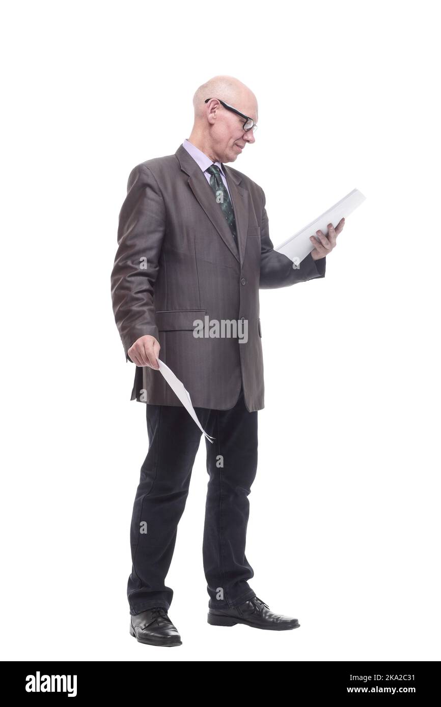 in full growth. business man with a stack of documents Stock Photo - Alamy