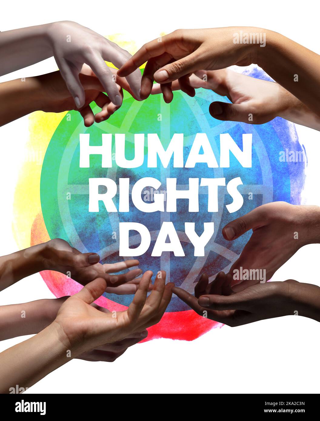 Peace. Hands of people of different nations and religion on bright ...