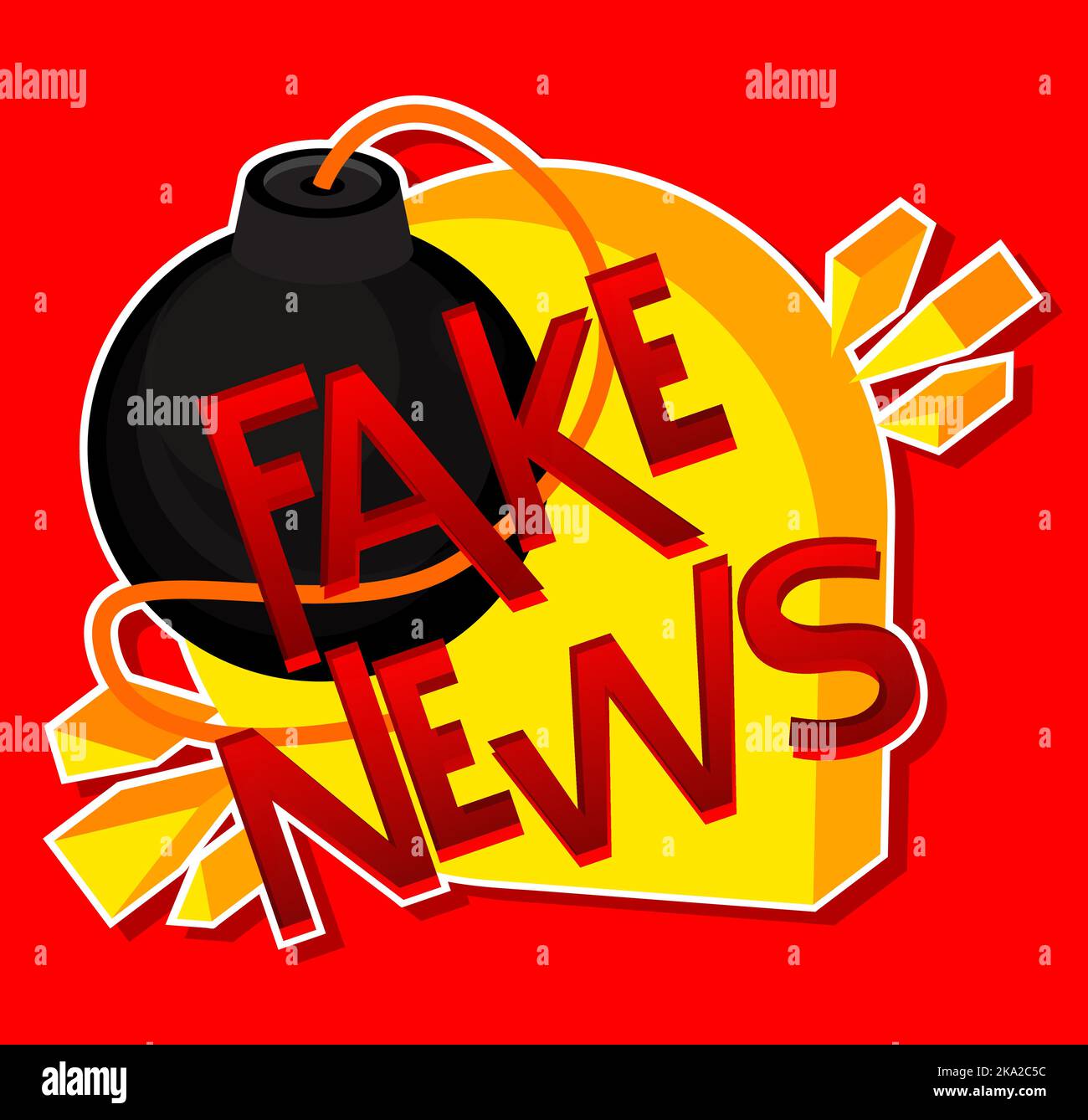 Fake News text with black Bomb. Cartoon Vector Illutration Stock Vector ...