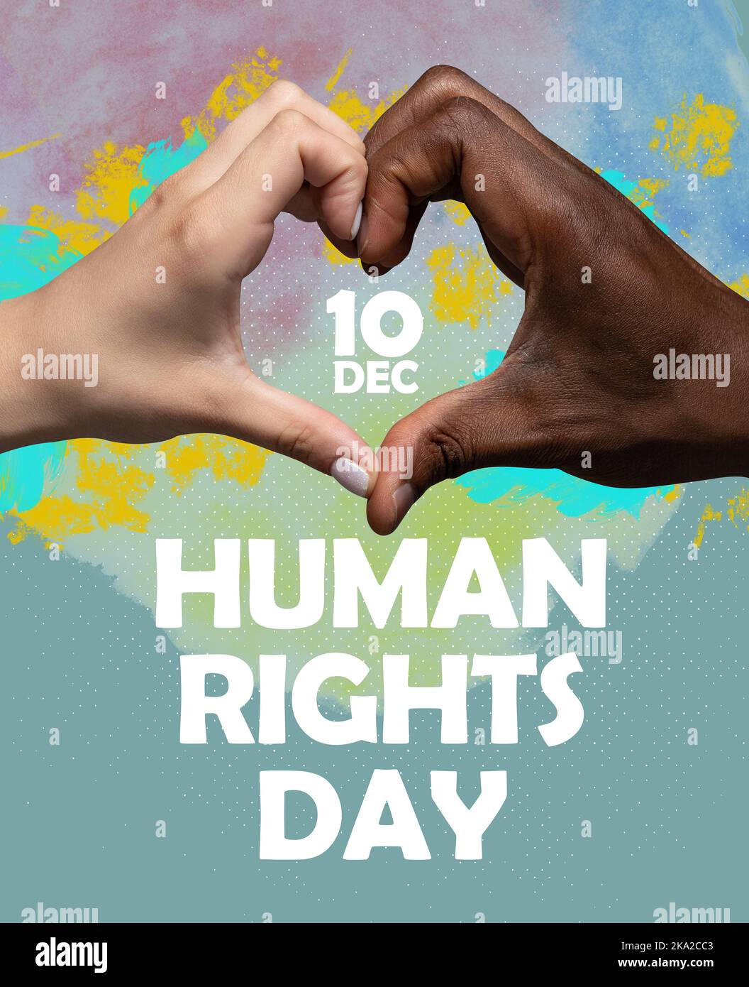 Hands of people of different nations and religion on bright abstract ...