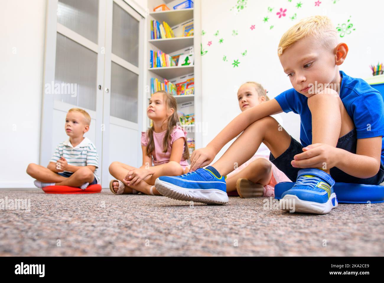 Child occupational therapy background. Elementary age children in group ...