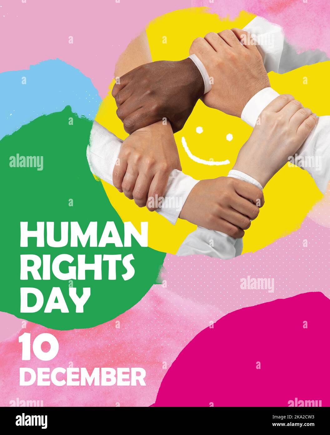 Human hands of different nations and religion on bright abstract ...