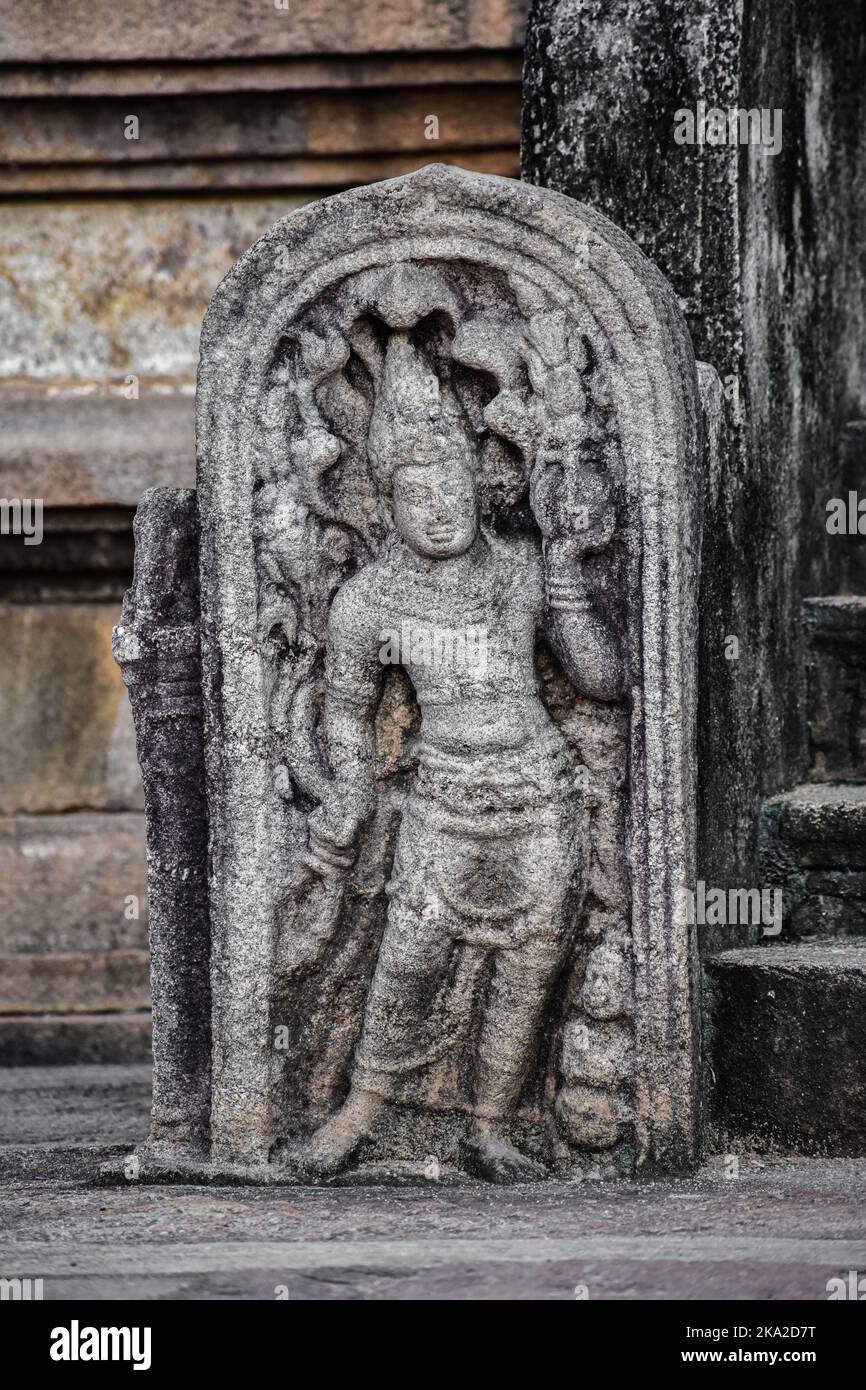 The figure cobra-headed goddess Naga-Raja at the stairs to the ...