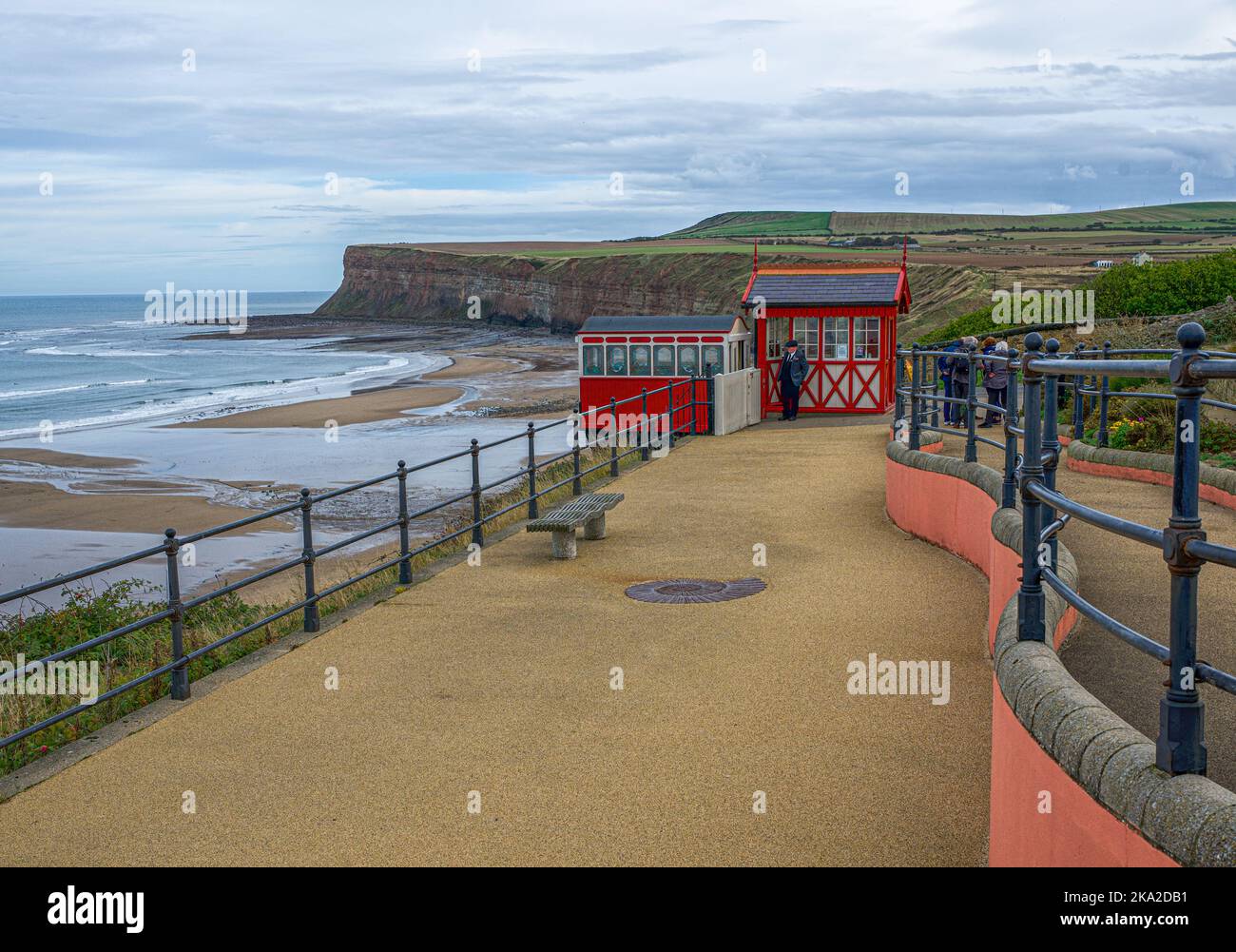 Cliff top view landscape showing the carriage and kiosk of the ...