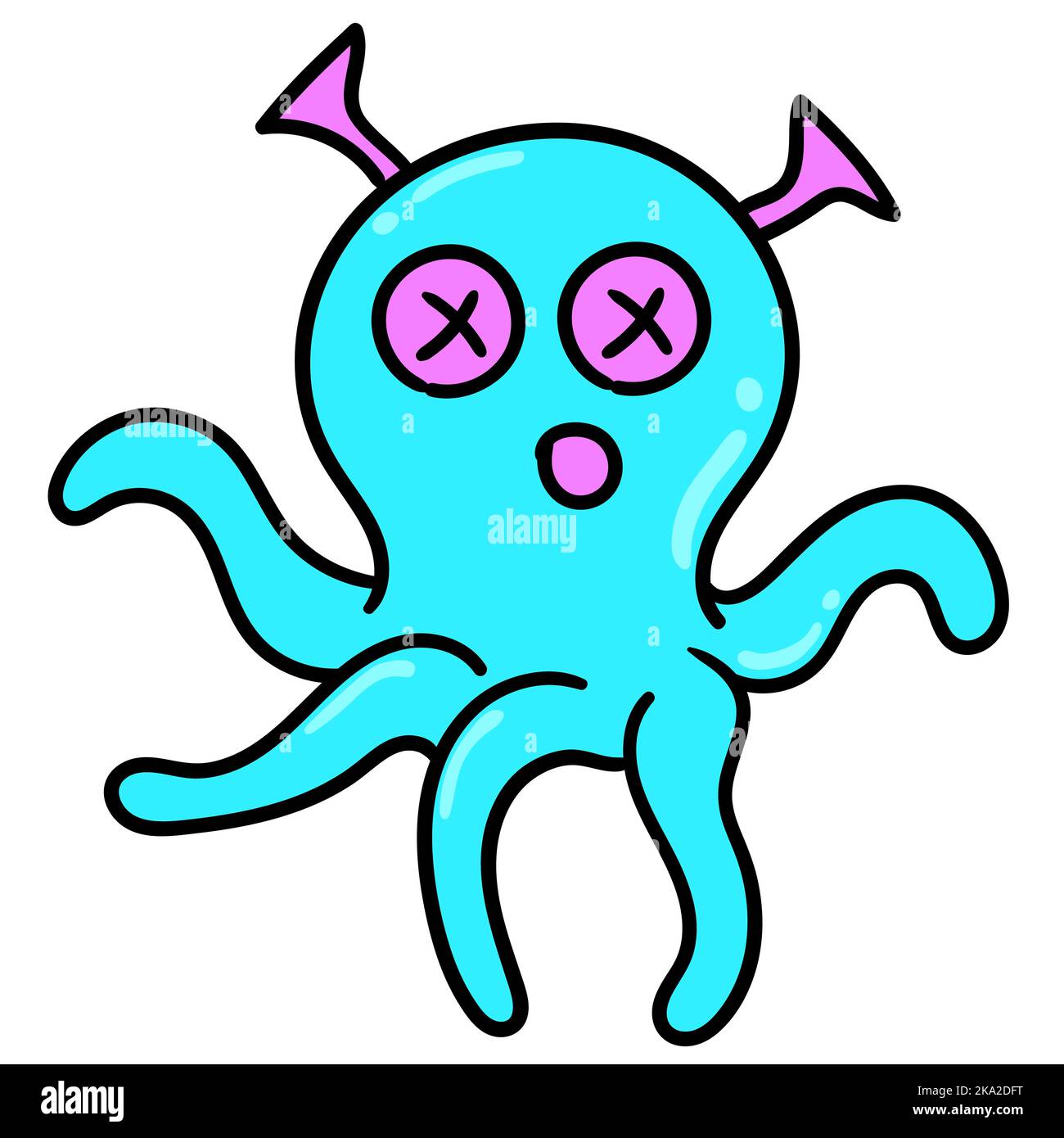 Cute Purple Cartoon Octopus