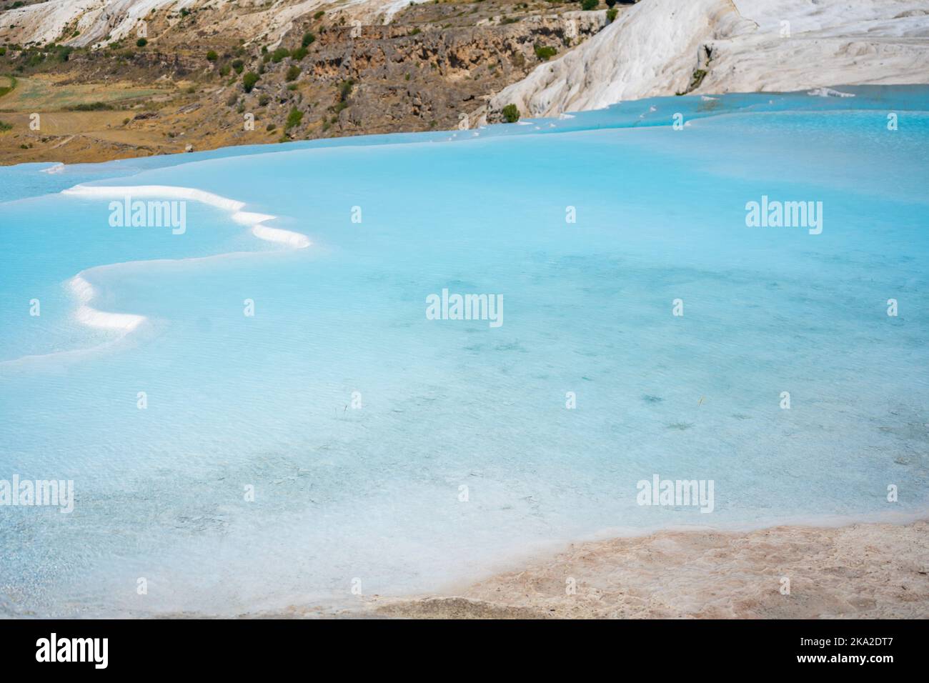 White travertines, calcite cliff of Pamukkale in Turkey Stock Photo - Alamy