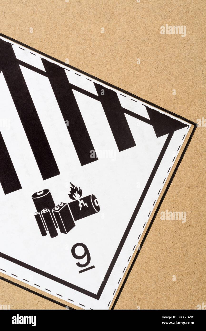 UN 3480 Class 9 lithium-ion battery shipping warning label. For Lithium ...