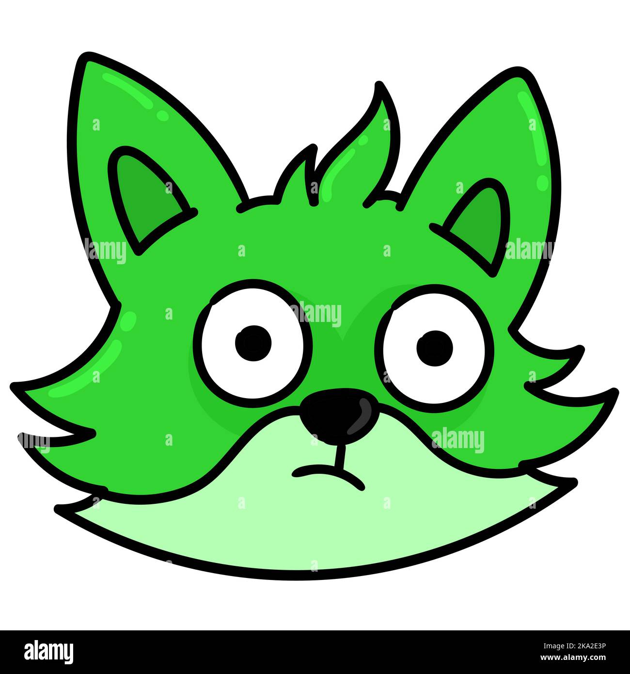 A cute cartoon green fox isolated on a white background Stock Vector ...