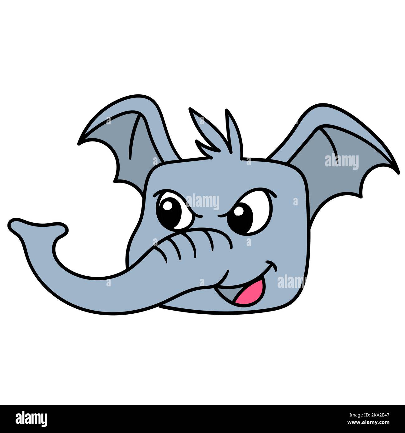 A cute gray cartoon elephant isolated on a white background Stock ...