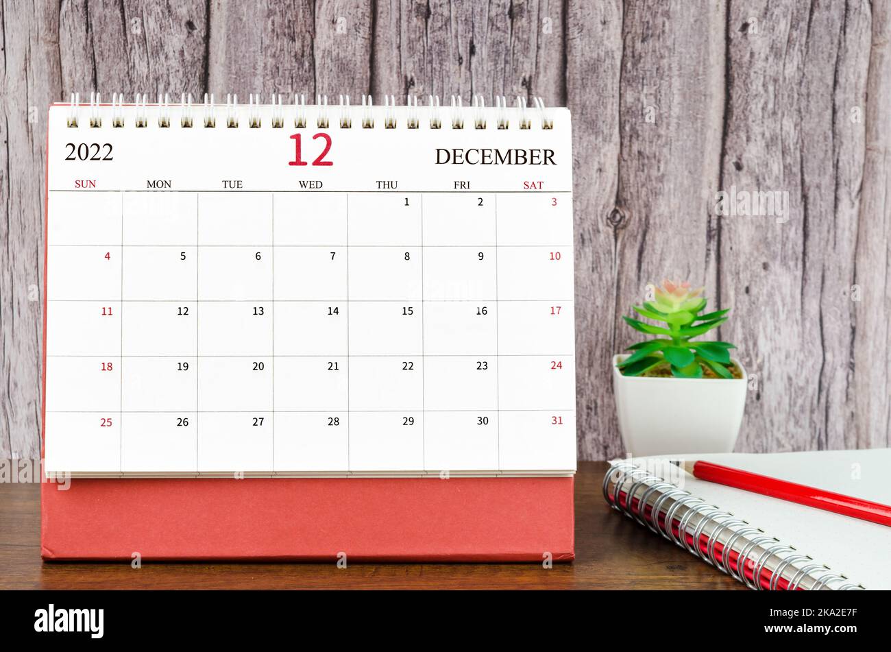 December 2022 Monthly desk calendar for 2022 year with open diary ...