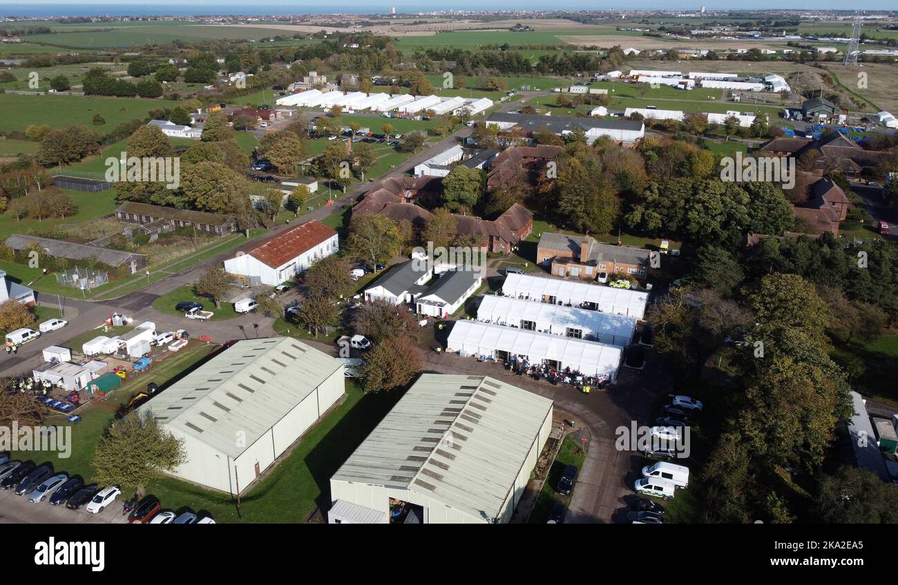 A view of the Manston immigration short-term holding facility located ...