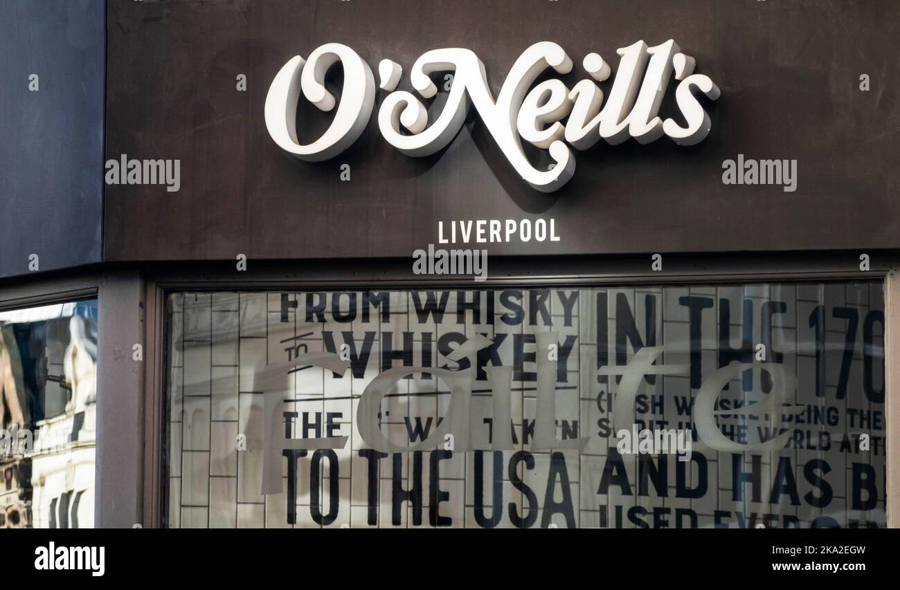 Sign outside O'Neill's Bar in Liverpool Stock Photo - Alamy
