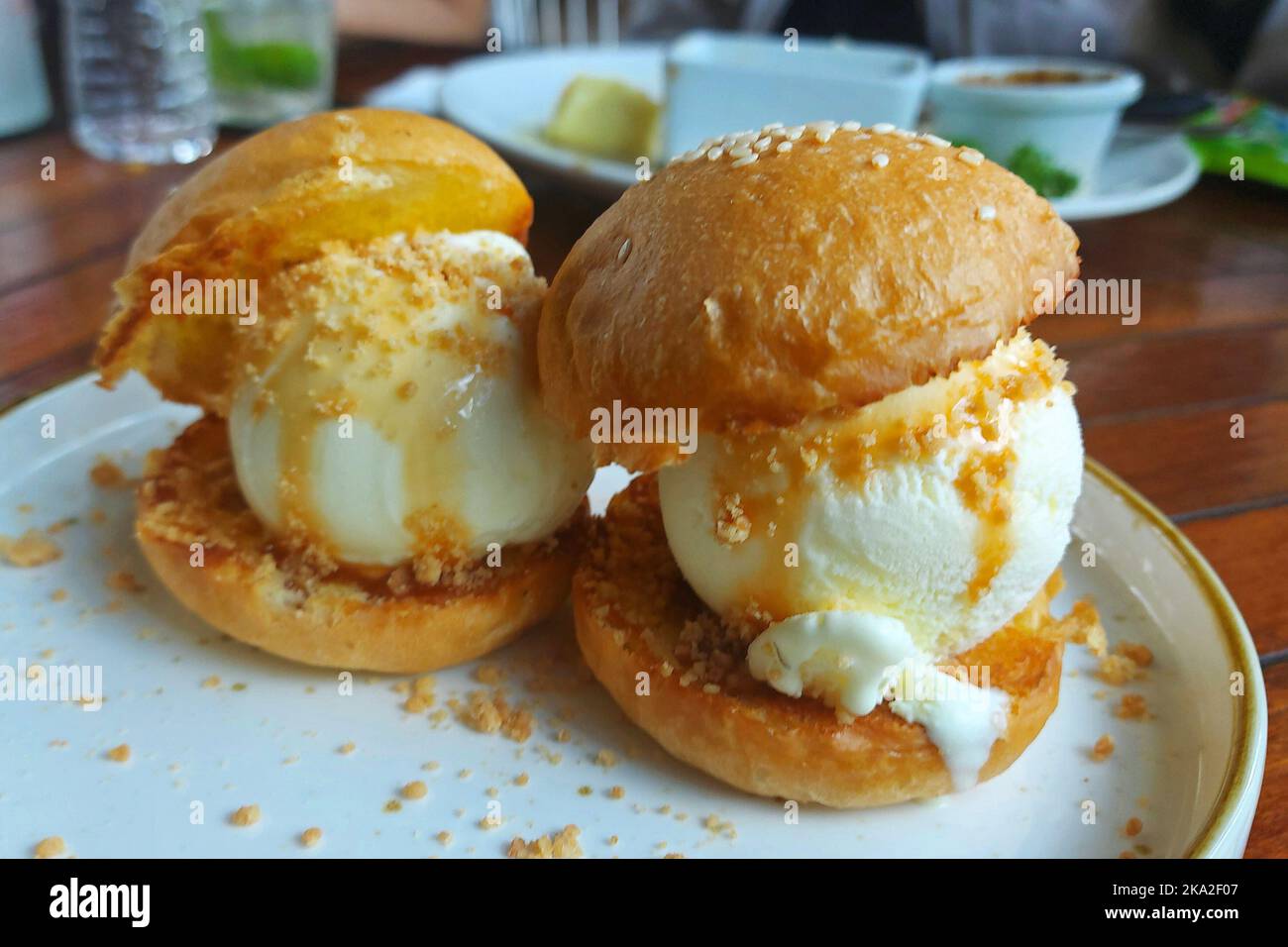 Ice Cream Burger, Dessert at Cafe, Bogor, Indonesia Stock Photo - Alamy