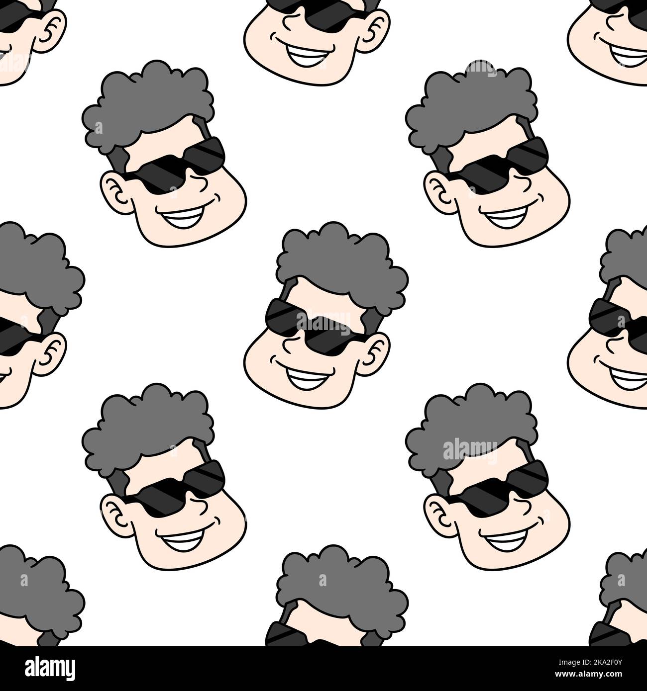 A seamless pattern of a boys face isolated on a white background Stock ...