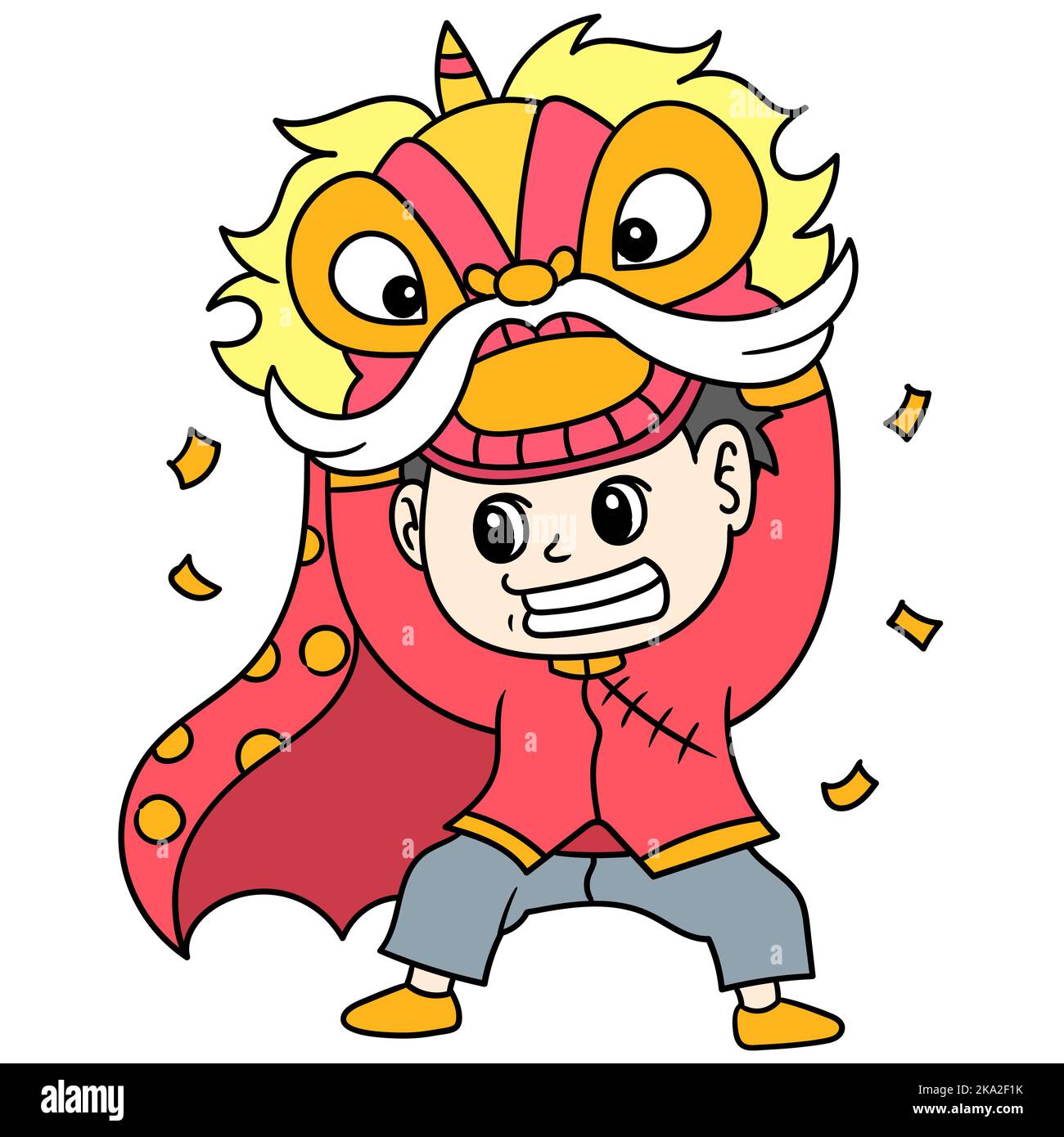 A vector of young men in the celebration of the Chinese new year ...