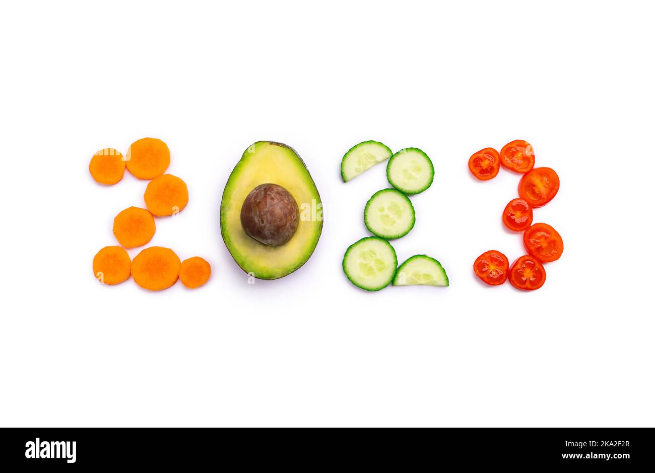 New year 2023 made of food on white background Stock Photo - Alamy