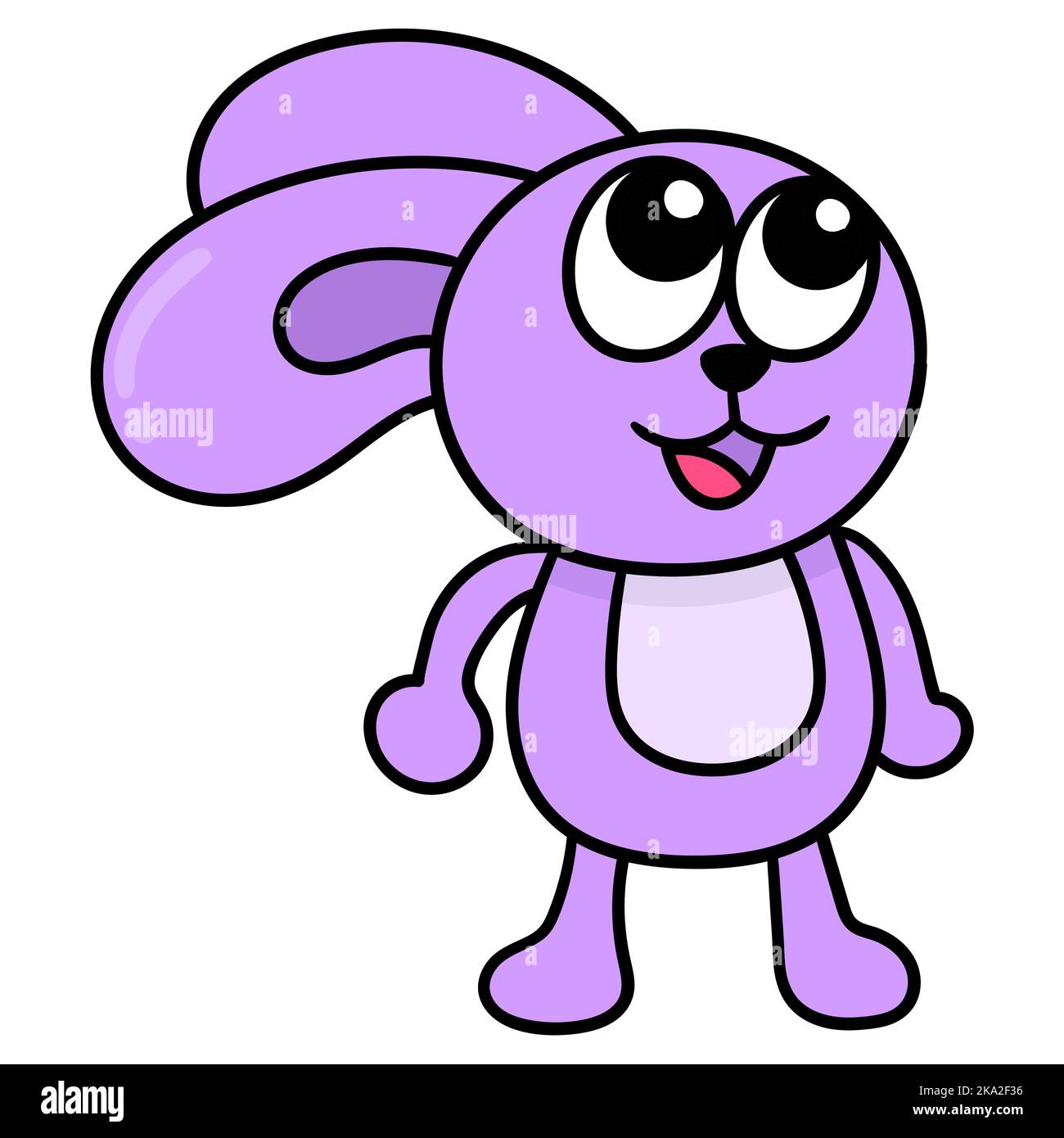 An illustration of a cute purple rabbit isolated on a white background ...