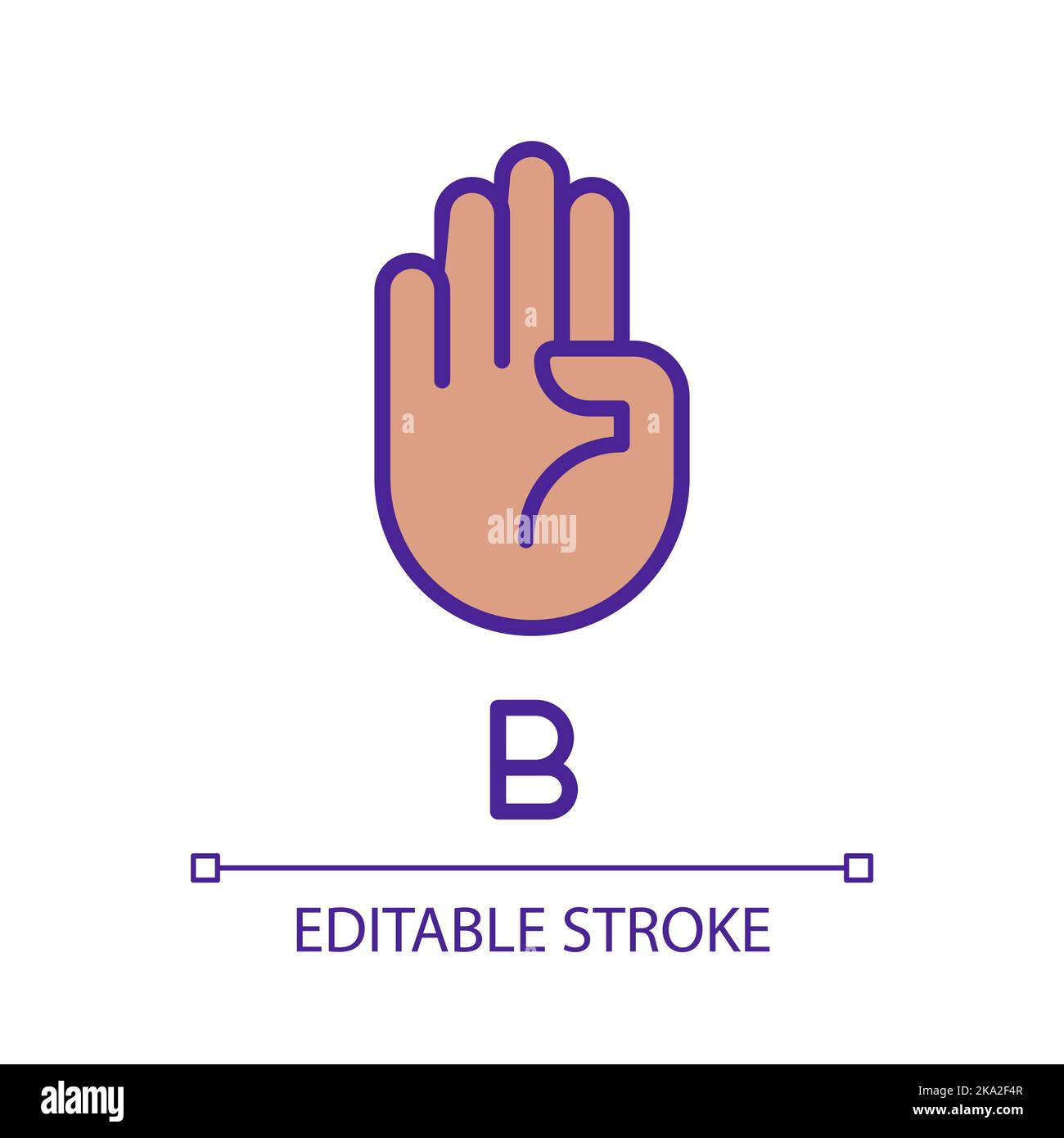 Letter B in American sign language pixel perfect RGB color icon Stock ...