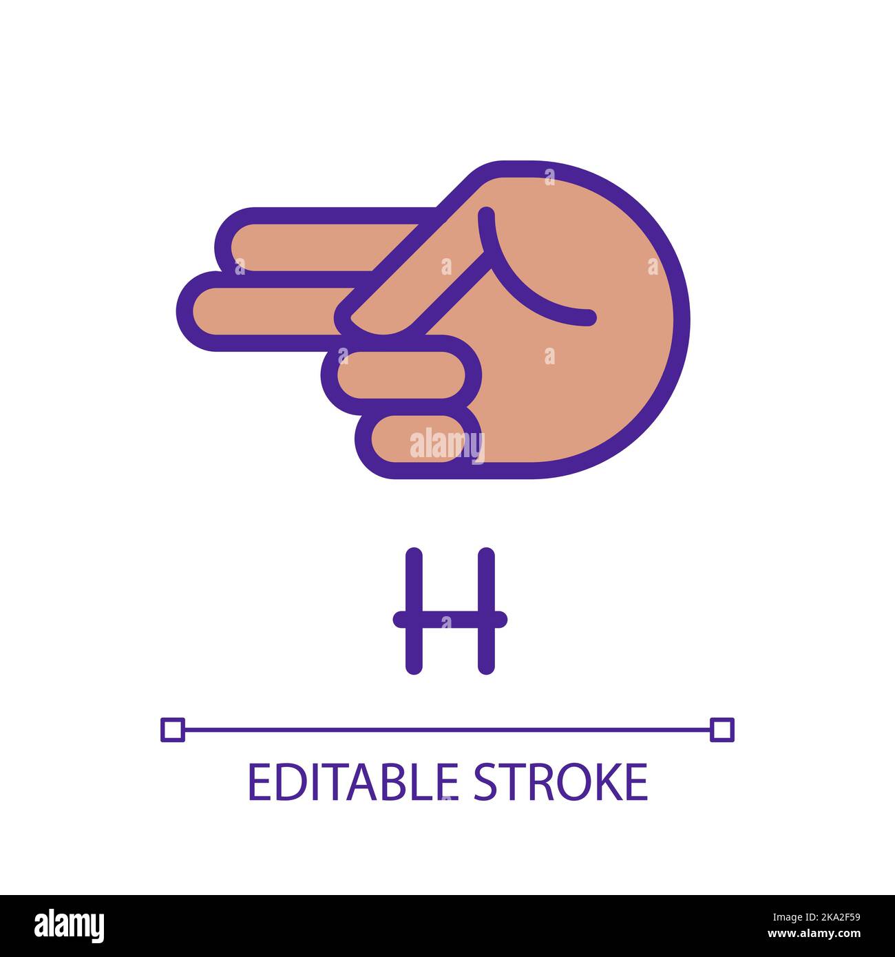 Signing letter H in ASL pixel perfect RGB color icon Stock Vector Image ...