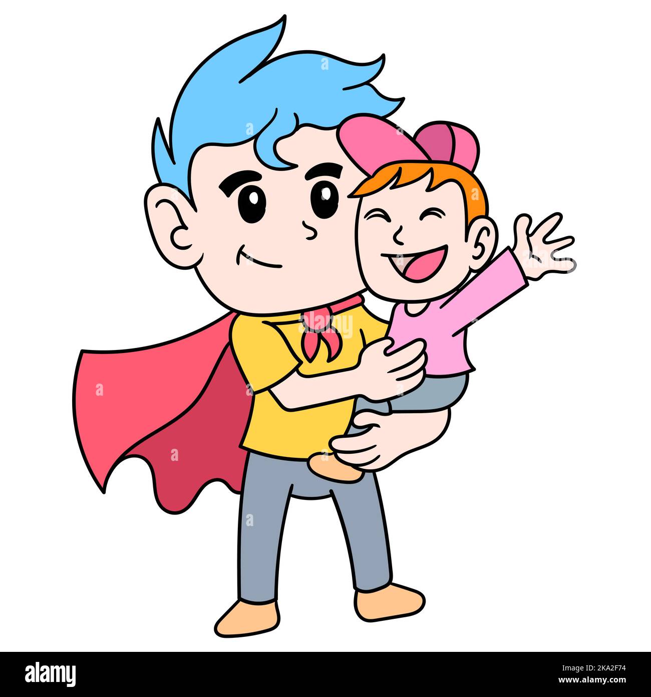 A vector of a father in a superhero costume to make his child happy ...