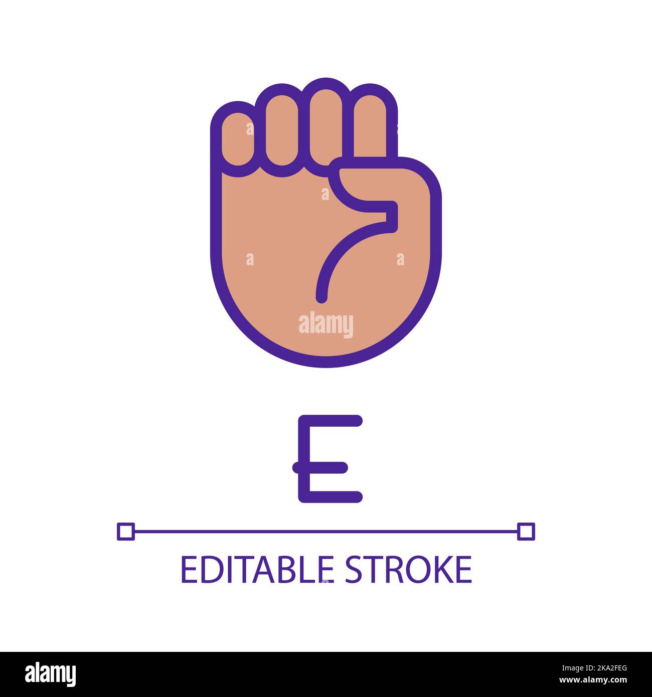 Letter E visualization in ASL pixel perfect RGB color icon Stock Vector ...