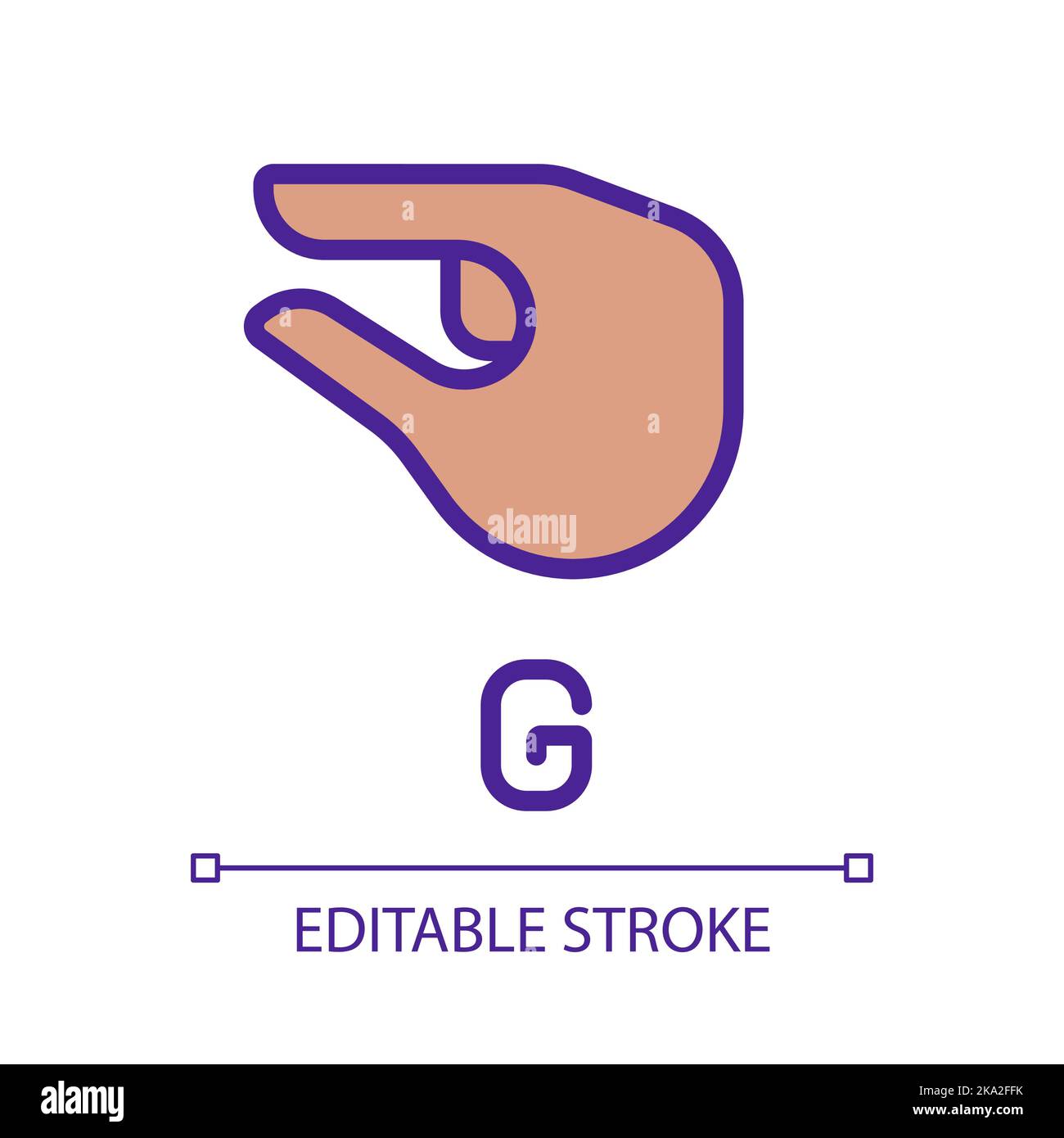 Sign for letter G in ASL pixel perfect RGB color icon Stock Vector ...