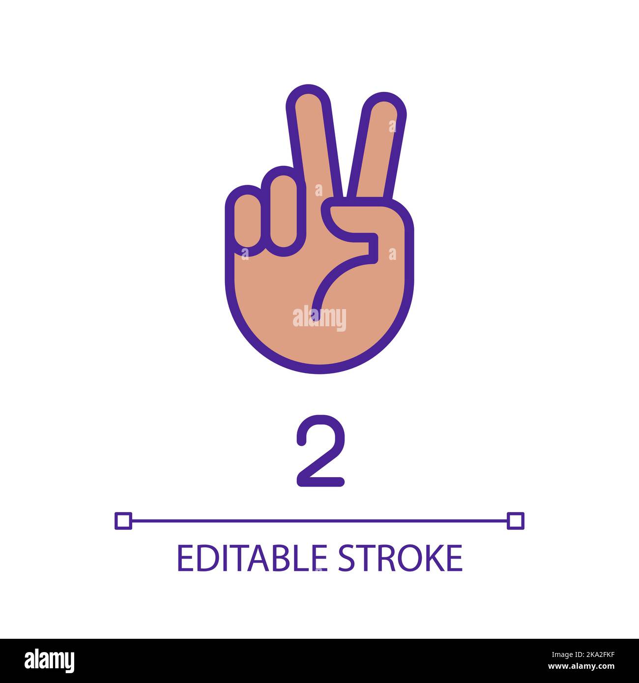Signing digit two in ASL pixel perfect RGB color icon Stock Vector ...