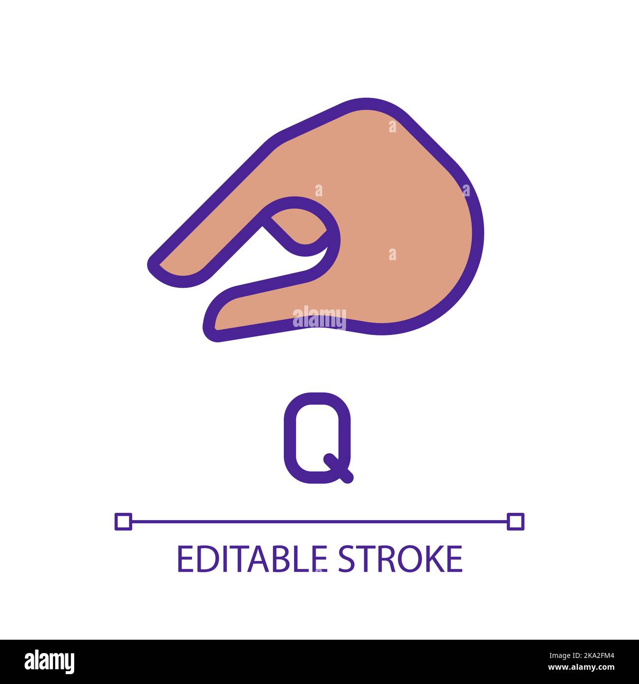 Sing for letter Q in ASL pixel perfect RGB color icon Stock Vector ...