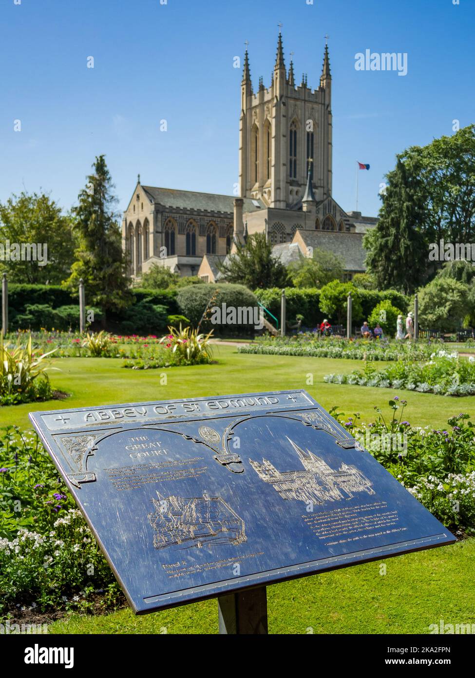 St Edmundsbury Cathedral and Abbey legend sign Stock Photo - Alamy