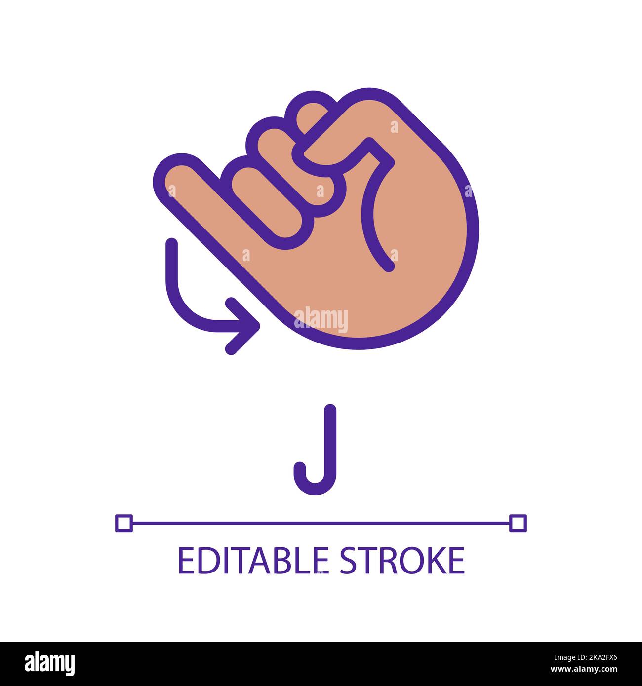 Letter J sign in ASL pixel perfect RGB color icon Stock Vector Image ...