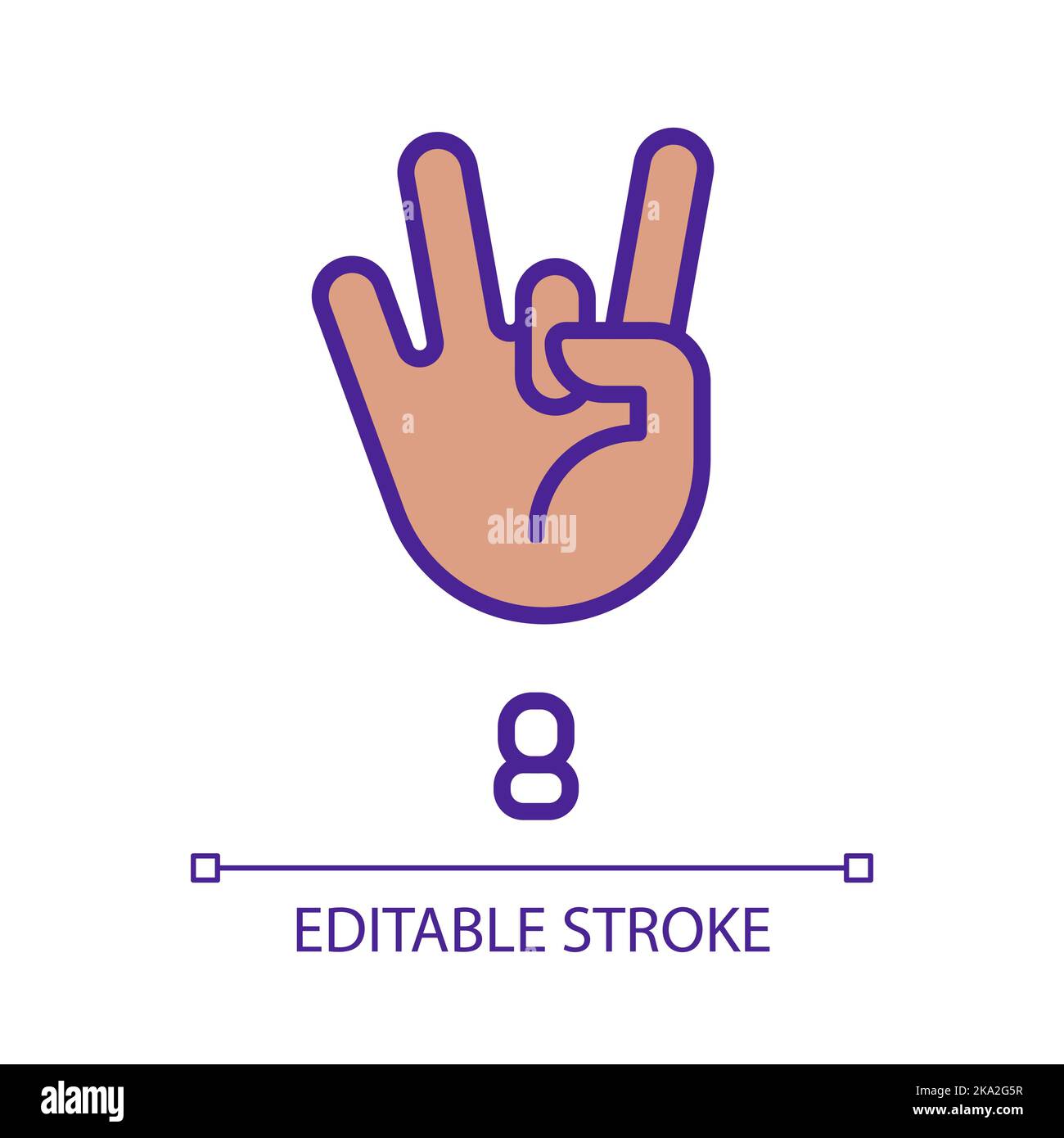 Digit eight sign in ASL pixel perfect RGB color icon Stock Vector Image ...