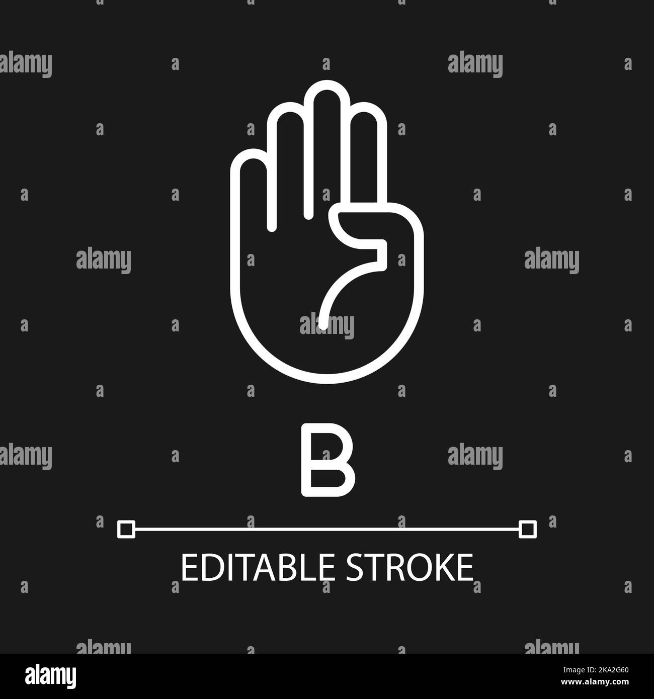 B in American sign language pixel perfect white linear icon for dark ... B in American sign language pixel perfect white linear icon for dark ...