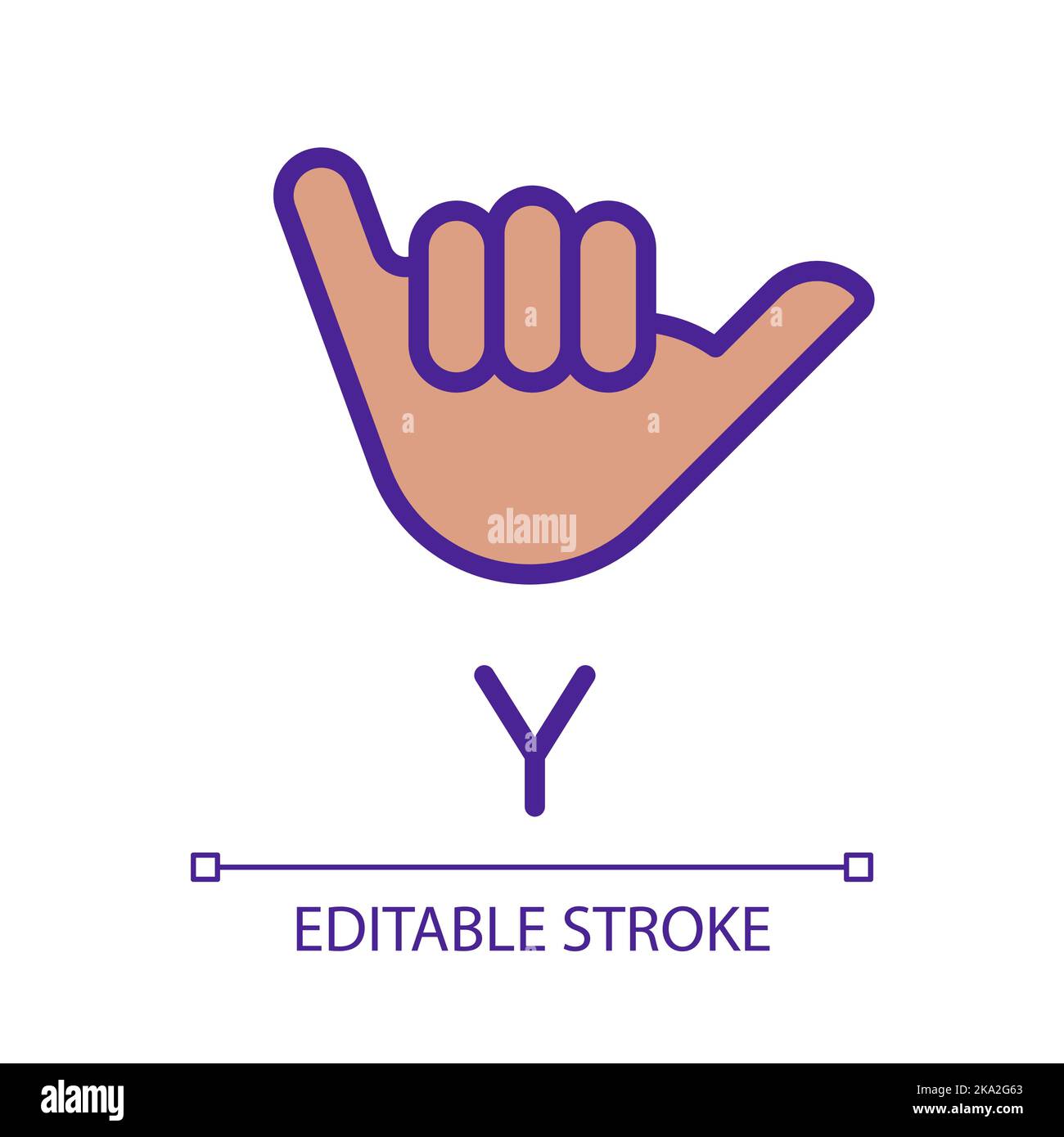 Letter Y sign in ASL pixel perfect RGB color icon Stock Vector Image ...