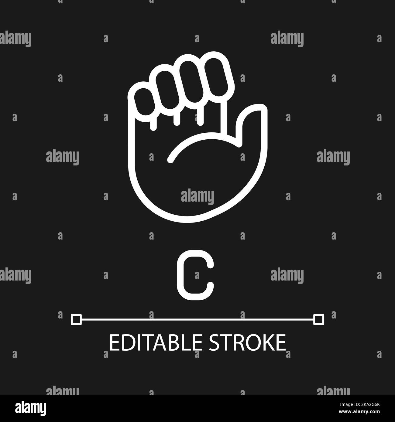 Sign for letter C in ASL pixel perfect white linear icon for dark theme ... Sign for letter C in ASL pixel perfect white linear icon for dark theme ...