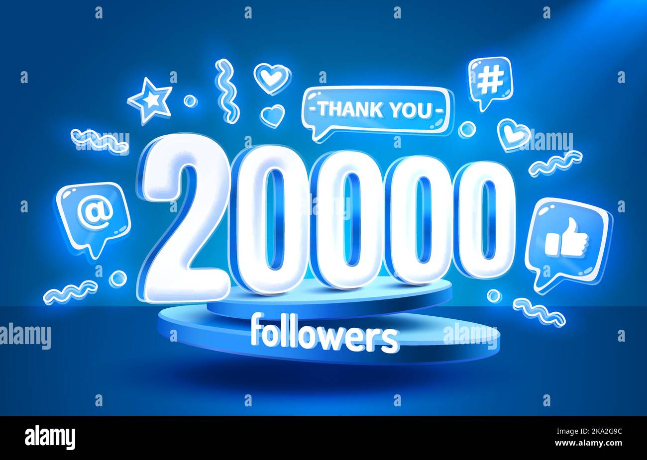 Thank you 20000 followers, peoples online social group, happy banner celebrate, Vector ...