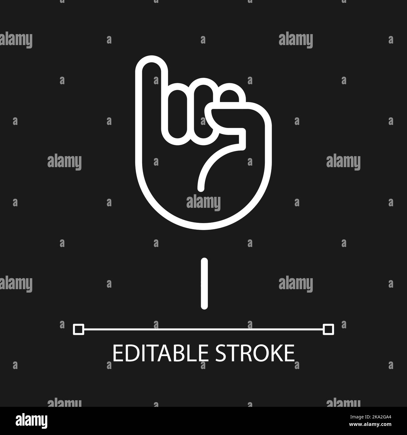 I in American sign language pixel perfect white linear icon for dark ...