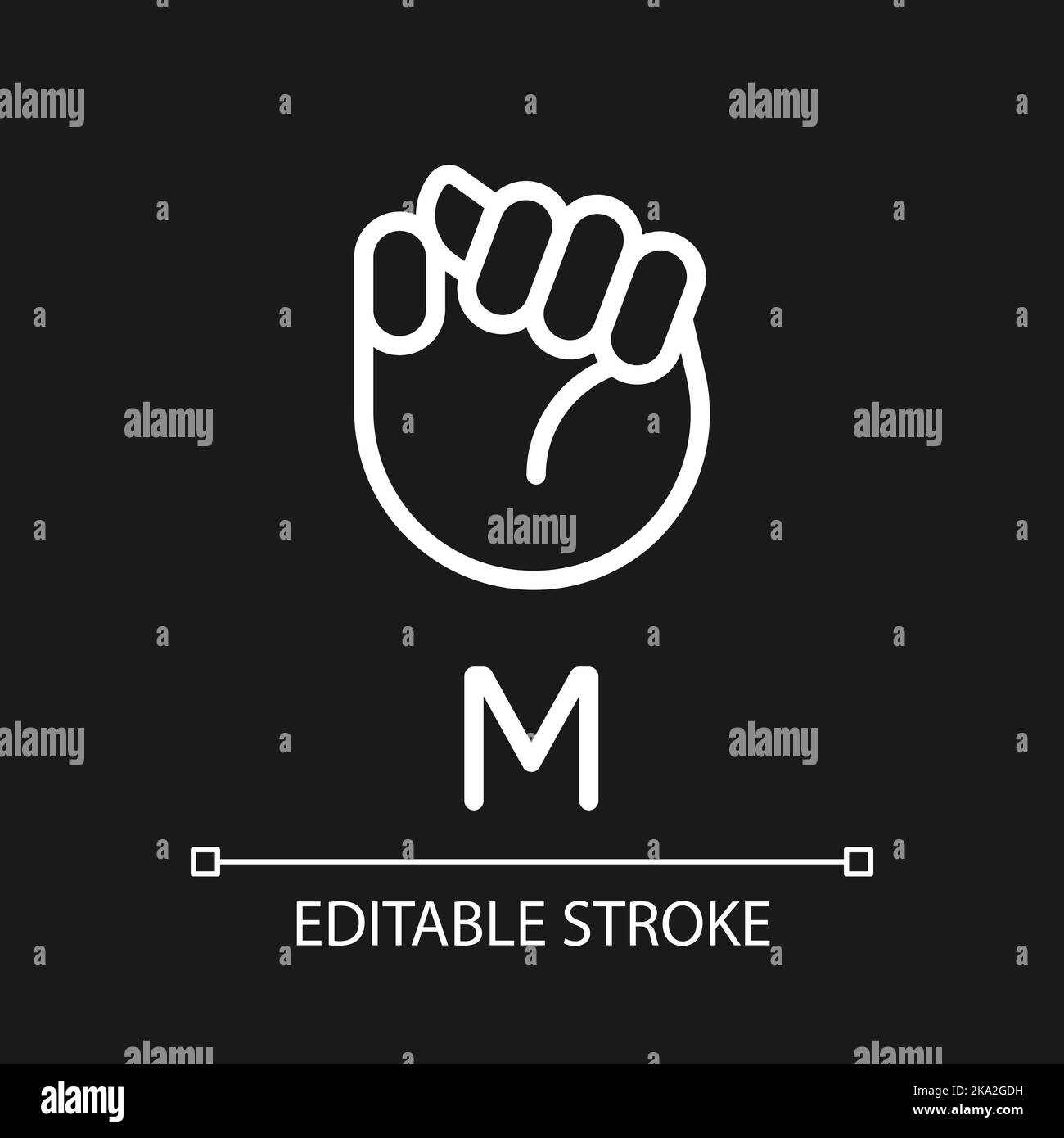 M in American sign language pixel perfect white linear icon for dark ... M in American sign language pixel perfect white linear icon for dark ...