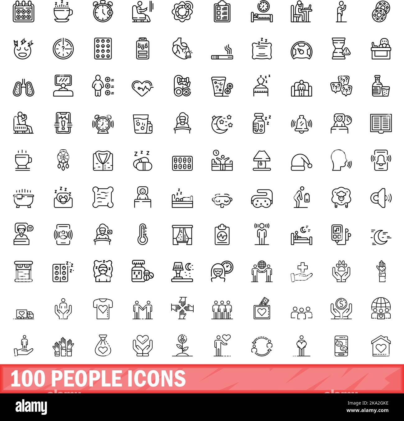 100 people icons set. Outline illustration of 100 people icons vector ...